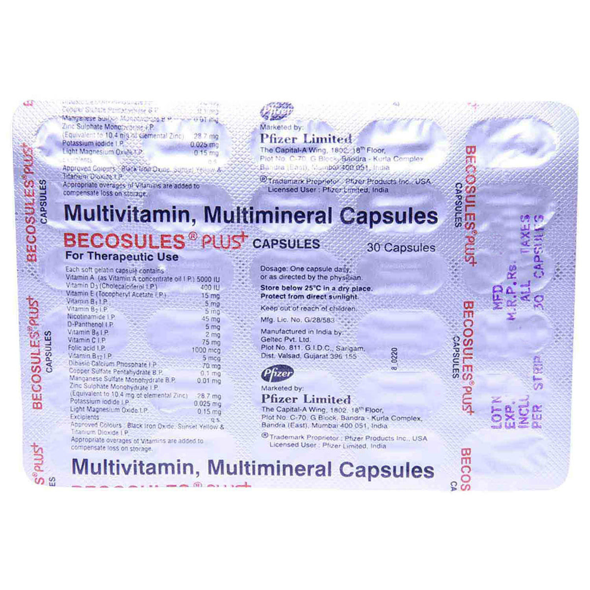 Becosules Plus Capsule 30's Price, Uses, Side Effects, Composition ...