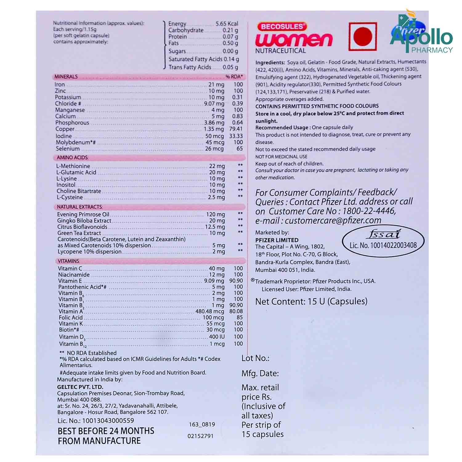 Becosules Women Capsule 15's Price, Uses, Side Effects, Composition ...