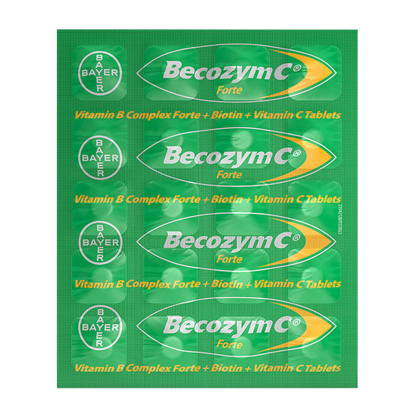 Buy Becozym C Forte with Biotin, Vitamin C & B Complex, 20 Tablets | 19 ...
