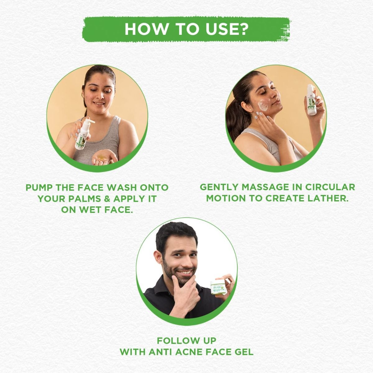 Bella Vita Organic Anti-Acne (Neem Face Wash 100 ml + Face Gel 50 gm ...