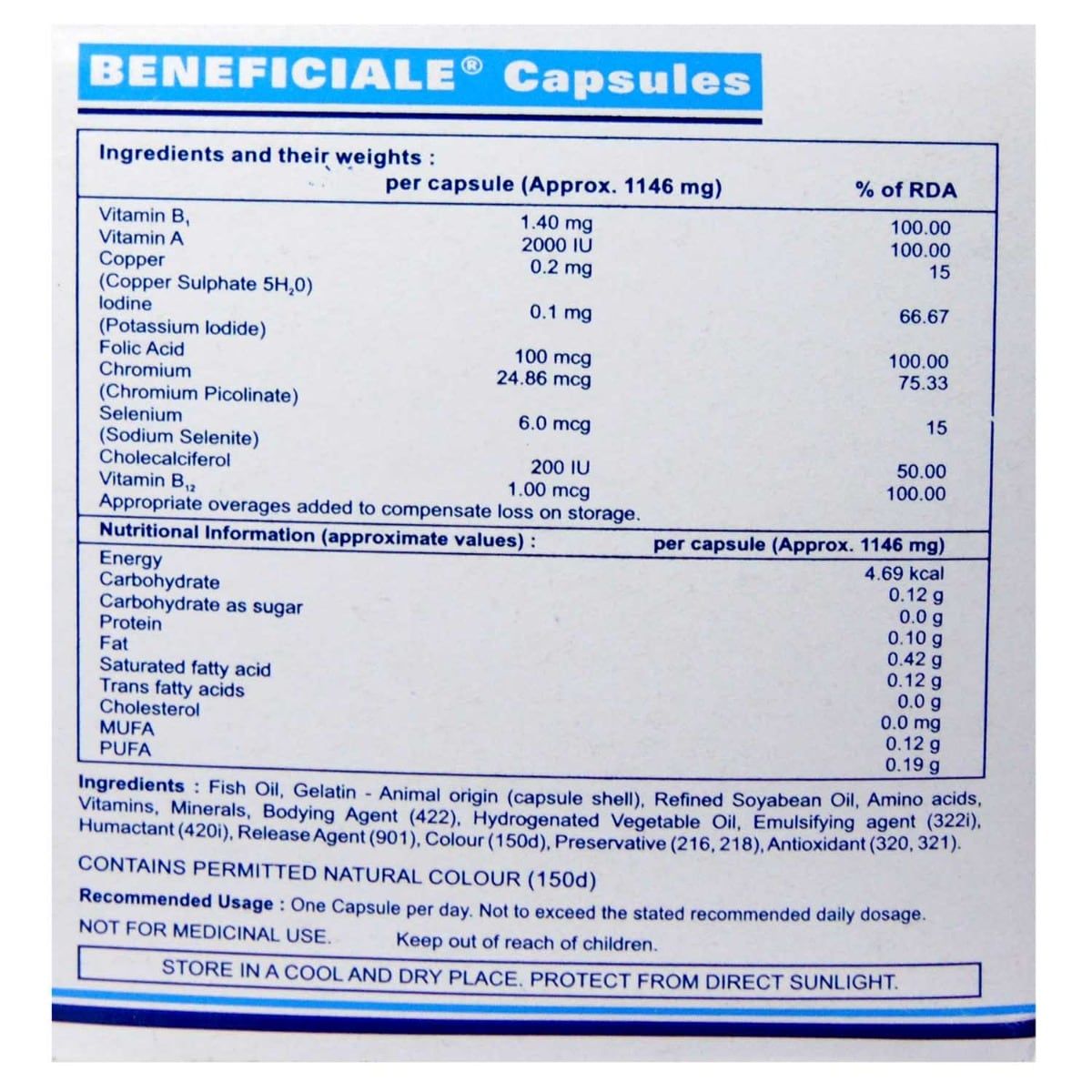 Beneficiale Capsule 15's Price, Uses, Side Effects, Composition ...