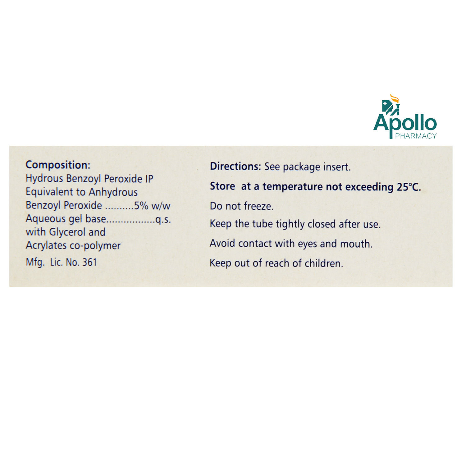 Benzac AC 5% Gel 20 gm Price, Uses, Side Effects, Composition - Apollo ...