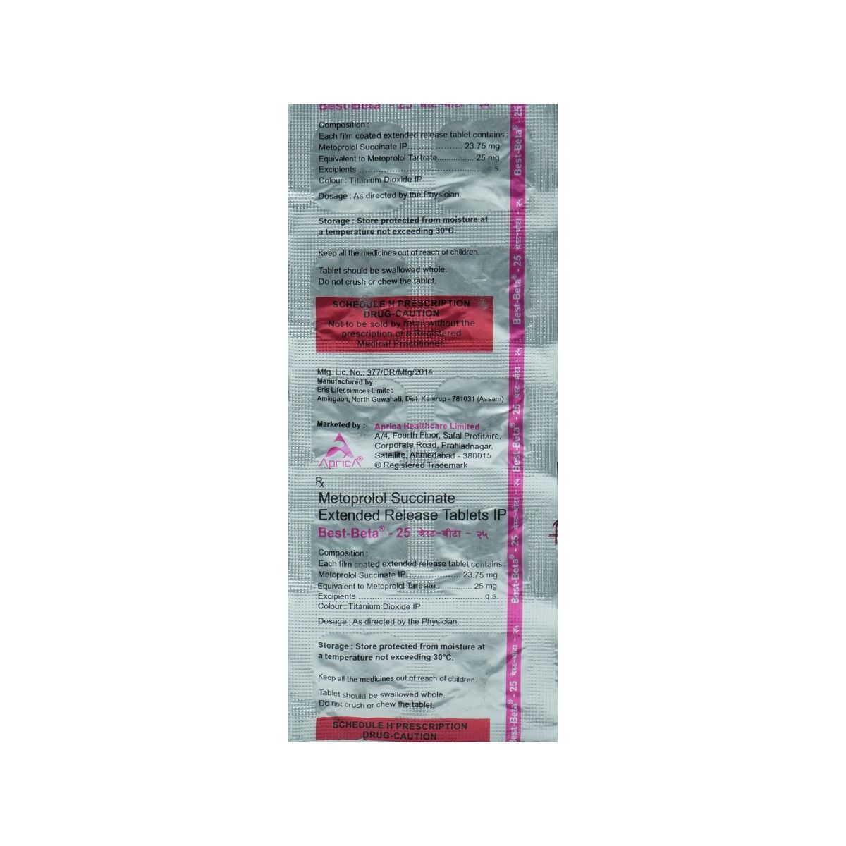 Best Beta 25mg Tablet | Uses, Side Effects, Price | Apollo Pharmacy