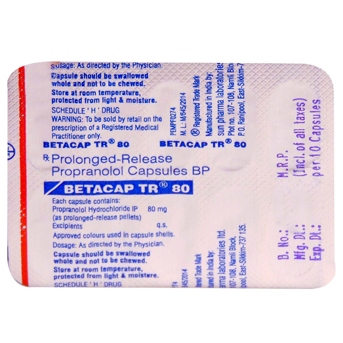 Betacap TR 80 Capsule 10's Price, Uses, Side Effects, Composition ...