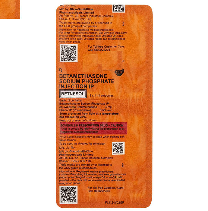Betnesol 4mg Injection 8X1 ml Price, Uses, Side Effects, Composition ...