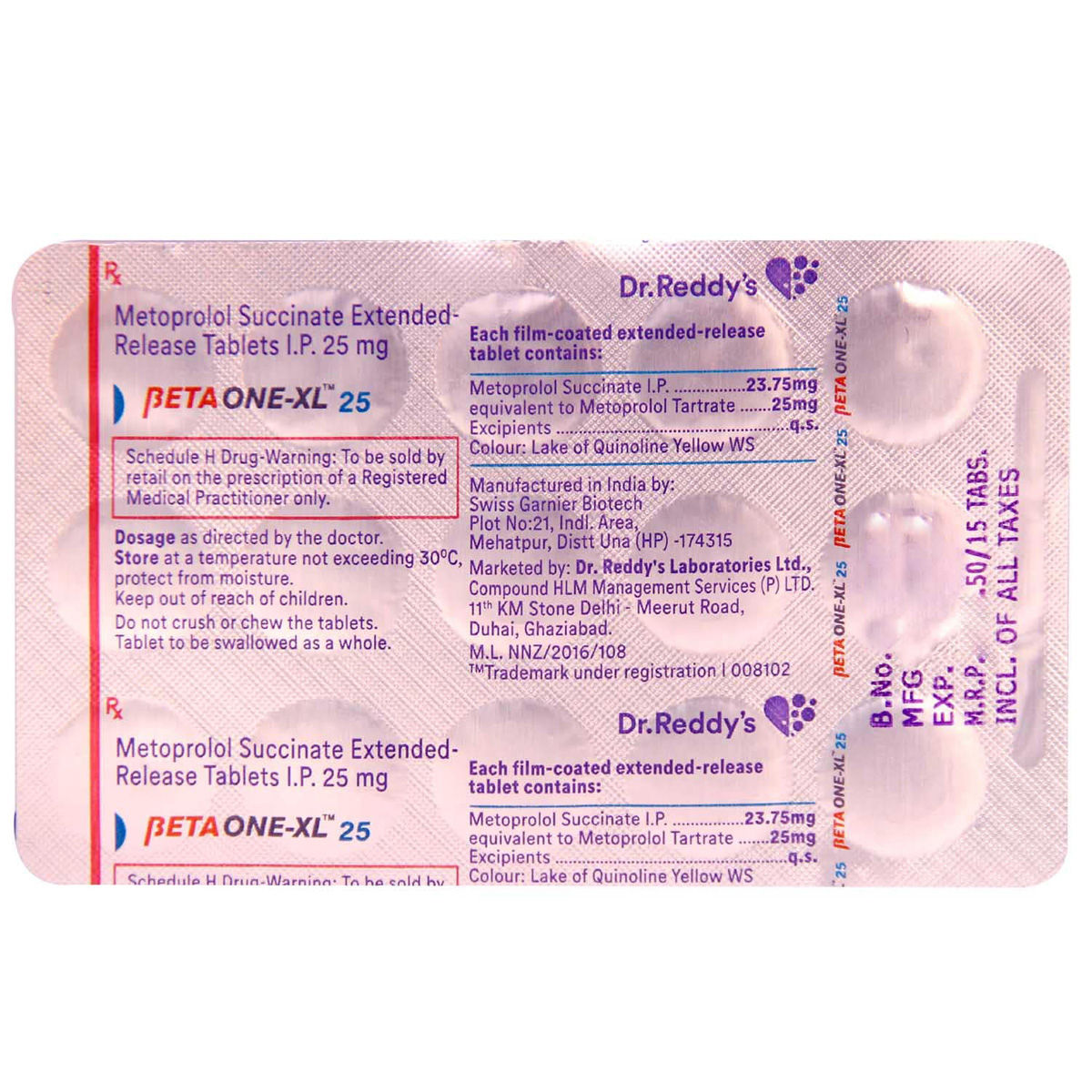 Betaone-XL 25 Tablet 15's Price, Uses, Side Effects, Composition ...