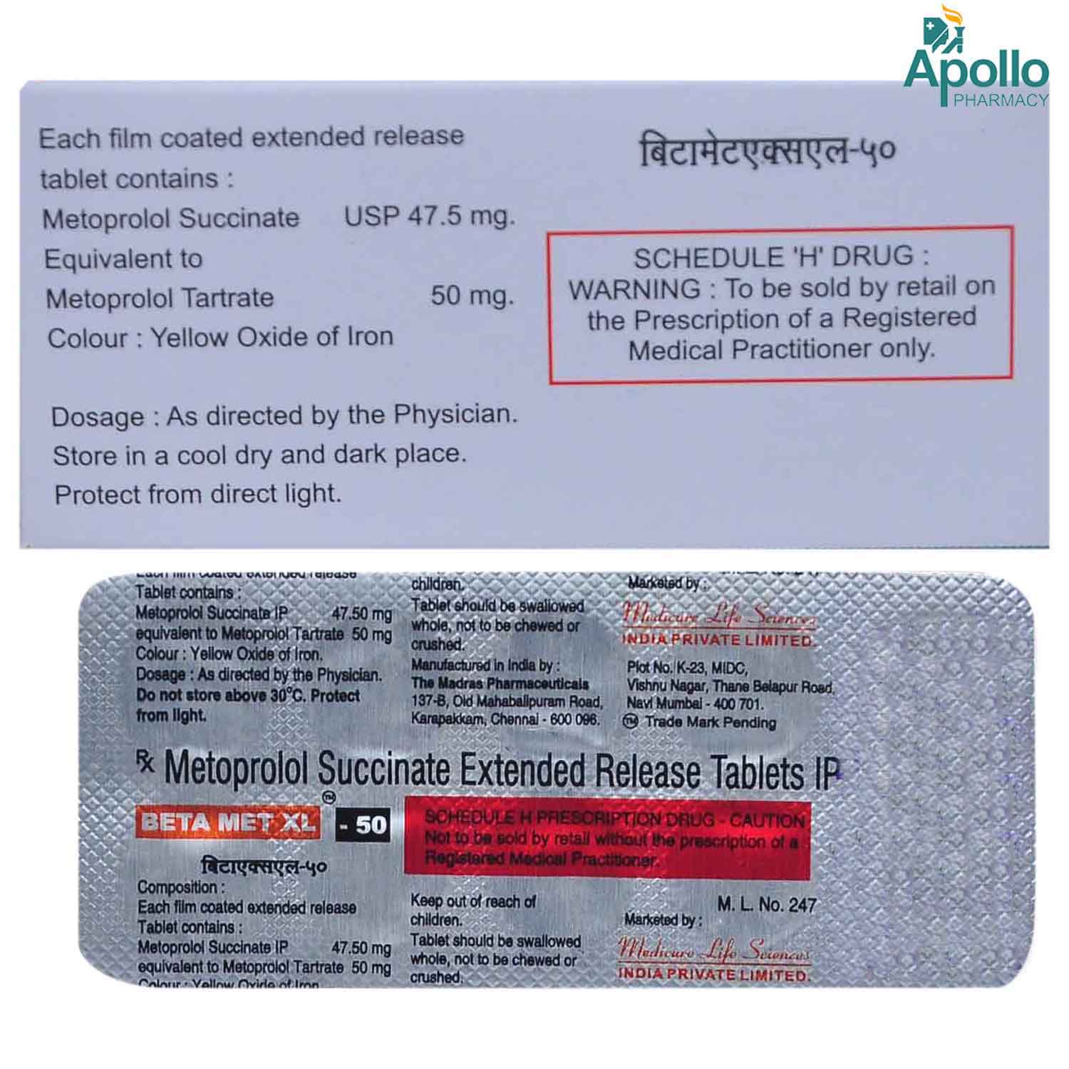 Betamet XL 50 Tablet 10's Price, Uses, Side Effects, Composition ...