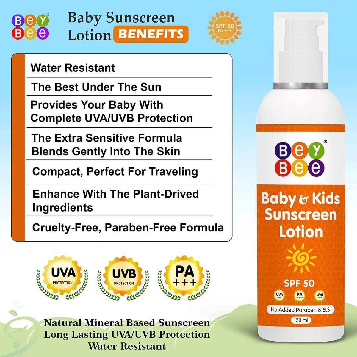 Bey Bee Baby & Kids Sunscreen Lotion SPF 50, 120 ml Price, Uses, Side ...