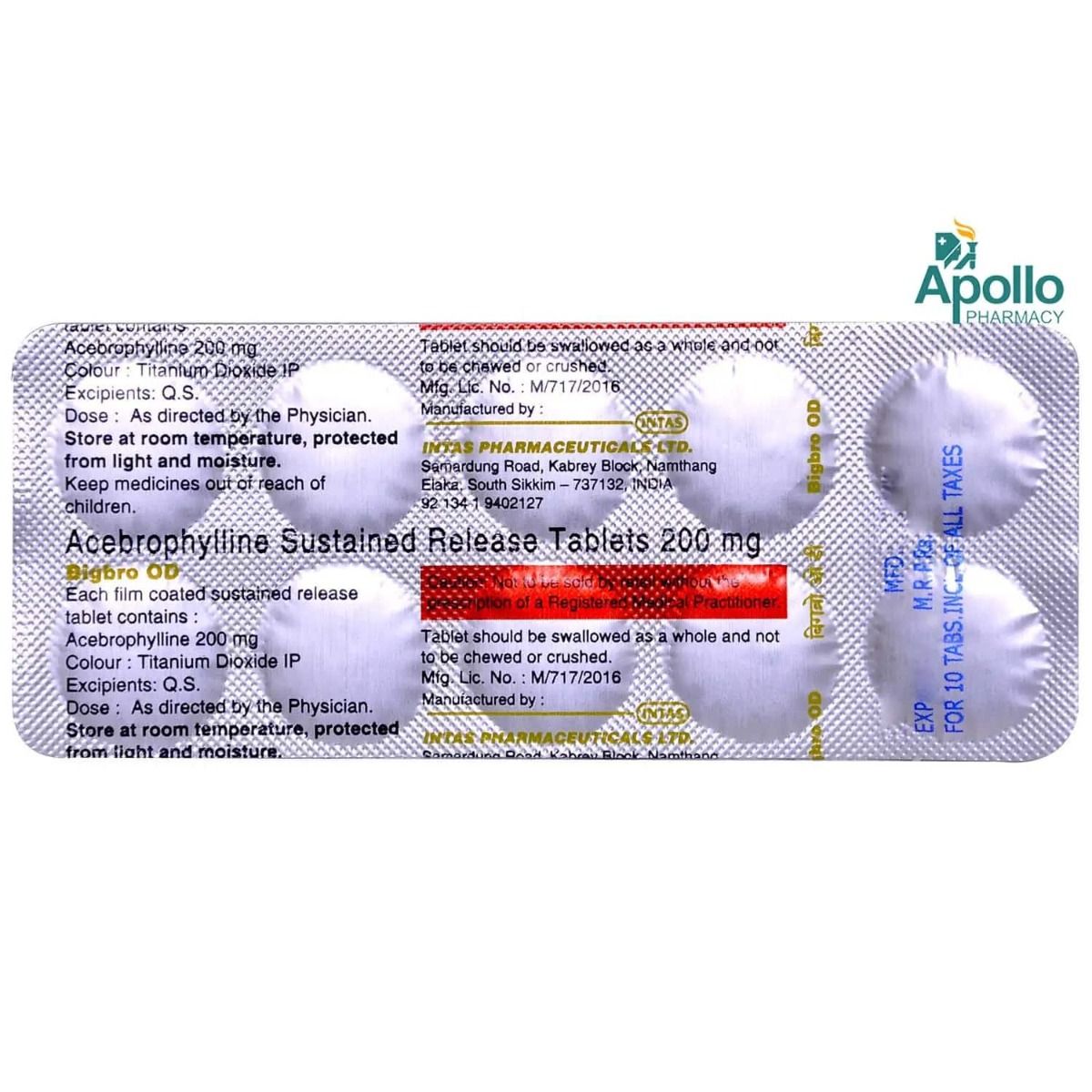 Bigbro Od 200mg Tablet 10's Price, Uses, Side Effects, Composition ...