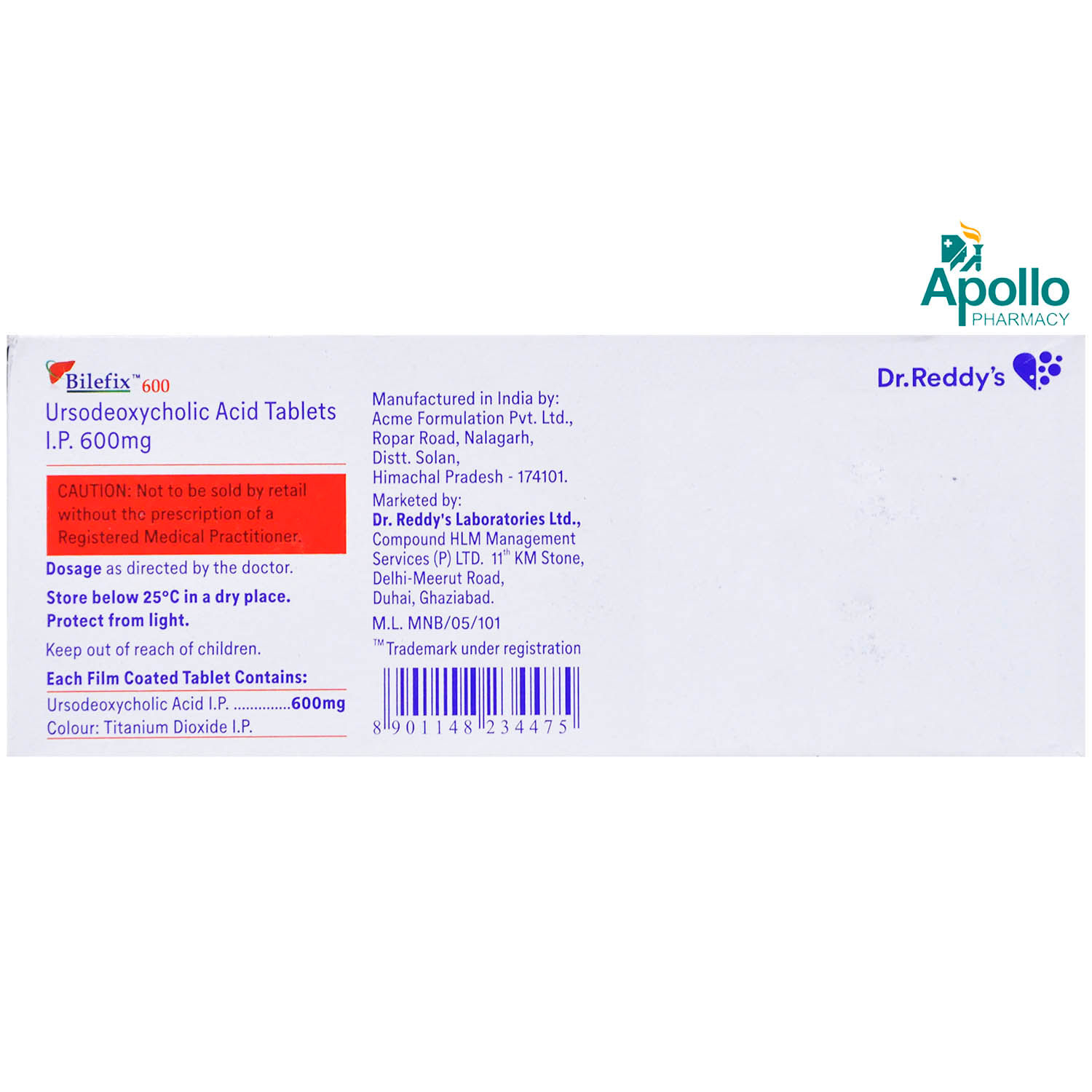 Bilefix 600 Tablet 14's Price, Uses, Side Effects, Composition - Apollo ...