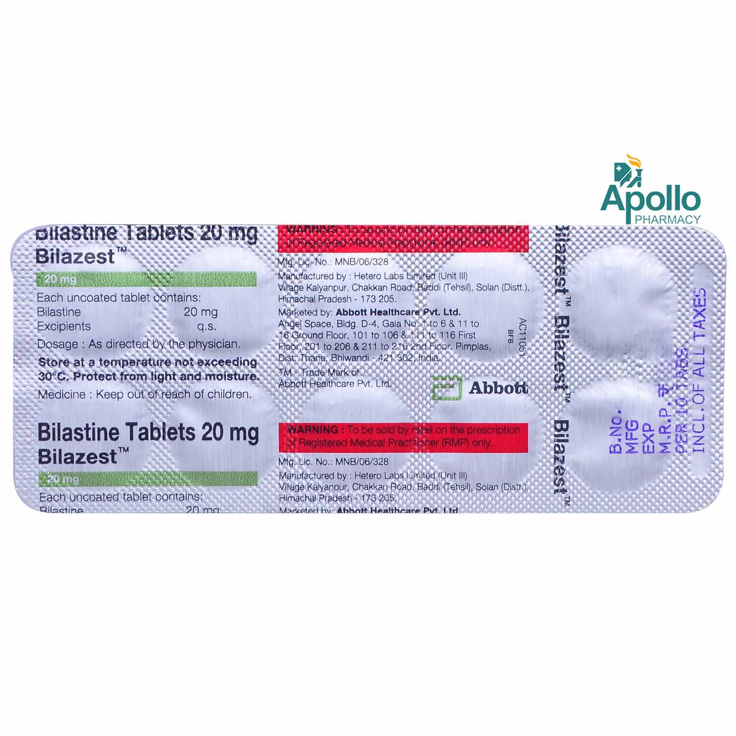 Bilazest 20 Tablet 10's Price, Uses, Side Effects, Composition - Apollo ...