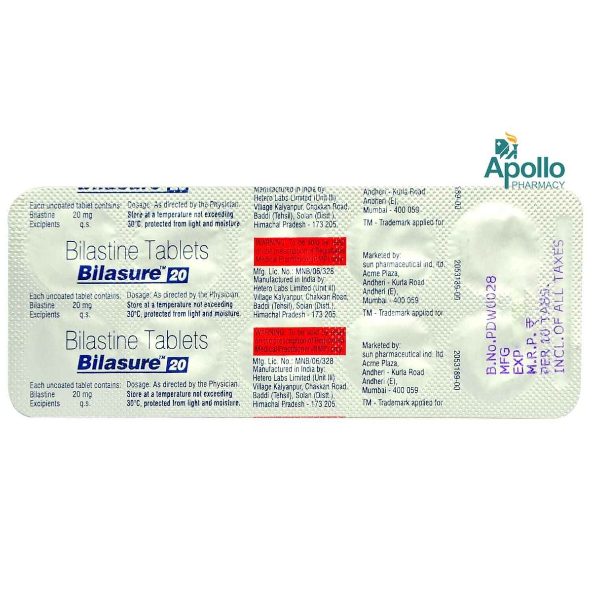 Bilasure 20 Tablet | Uses, Side Effects, Price | Apollo Pharmacy