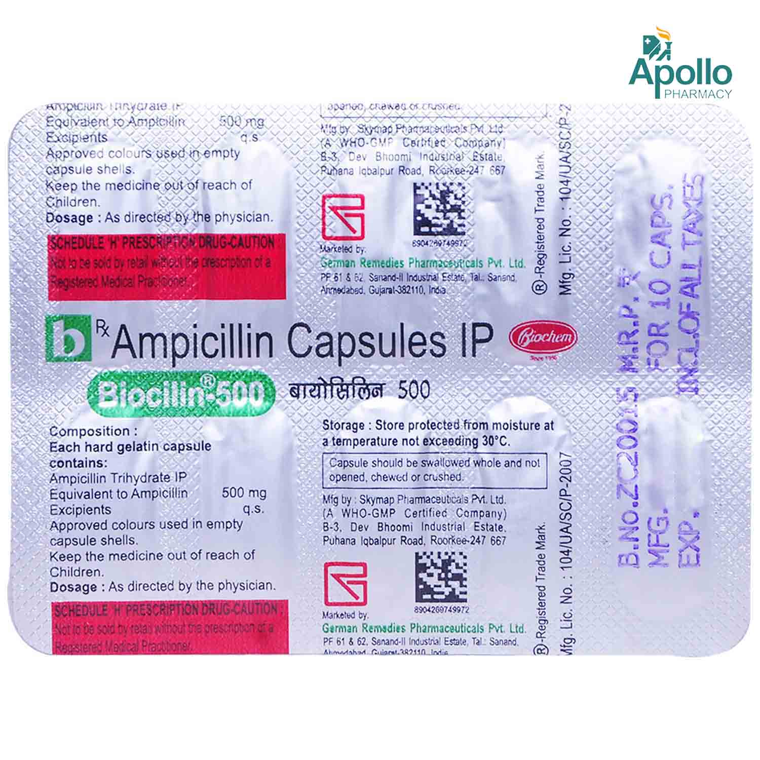 BIOCILIN 500MG TABLET Price, Uses, Side Effects, Composition - Apollo ...