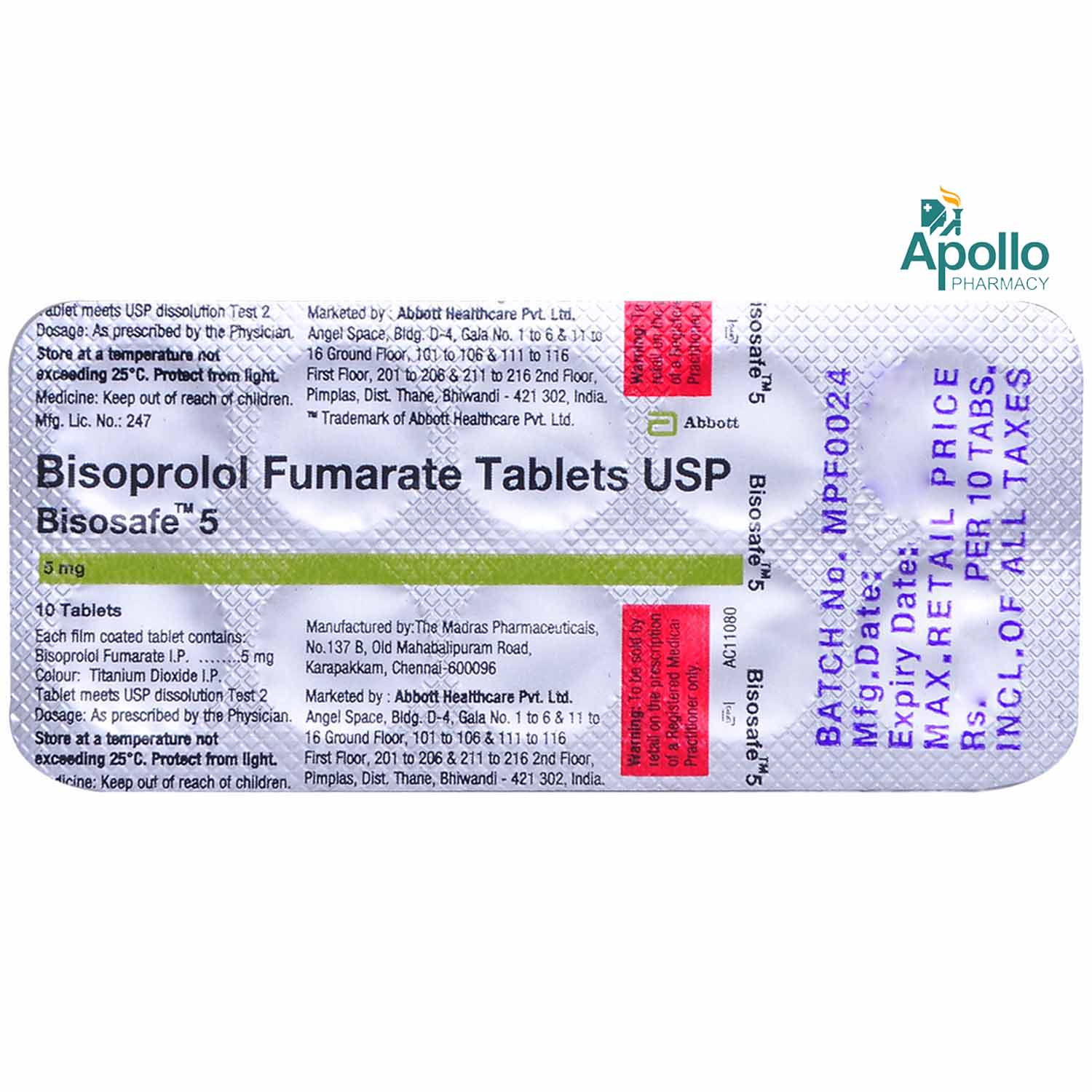 Bisosafe 5 Tablet 10's Price, Uses, Side Effects, Composition - Apollo ...