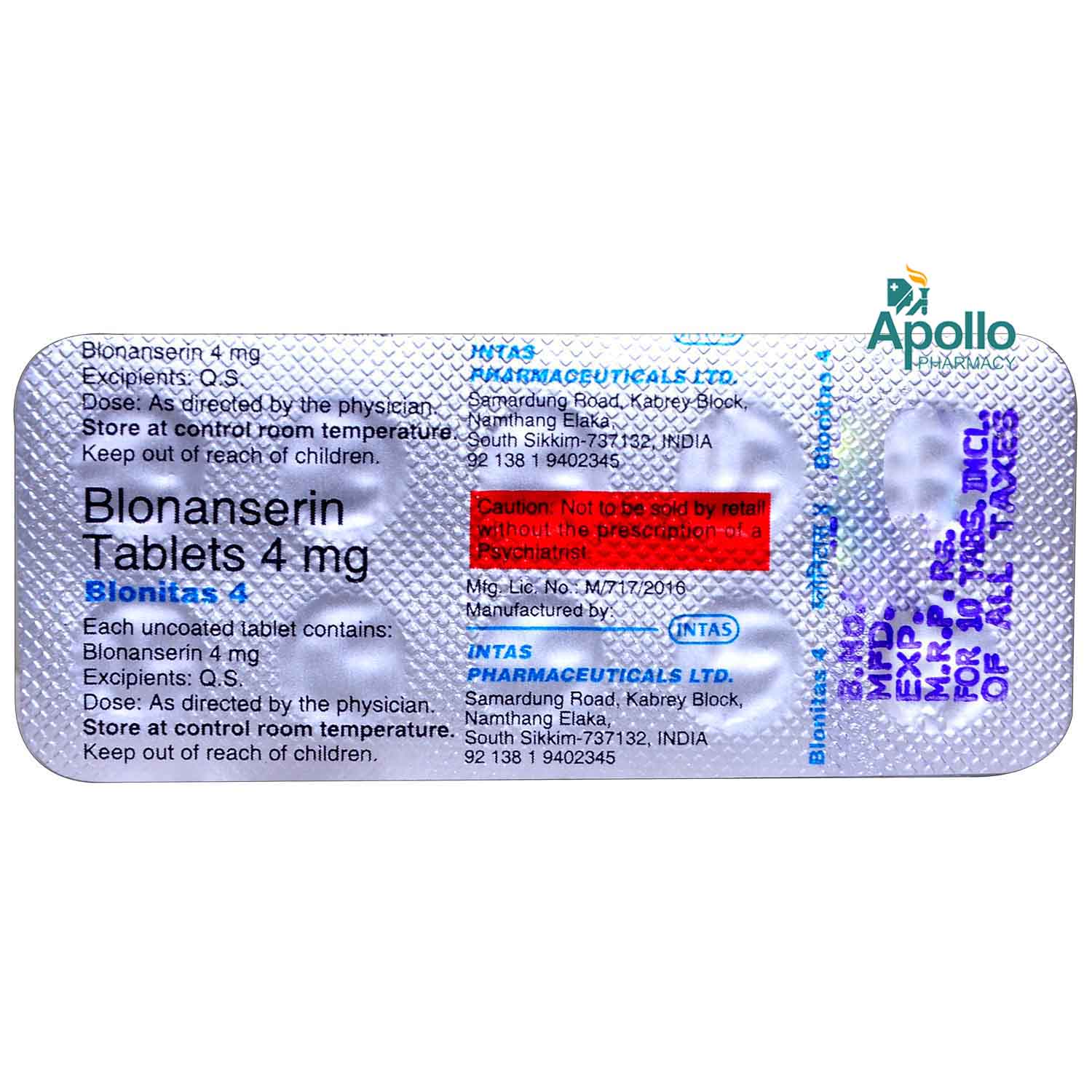 Blonitas 4 Tablet 10's Price, Uses, Side Effects, Composition - Apollo ...