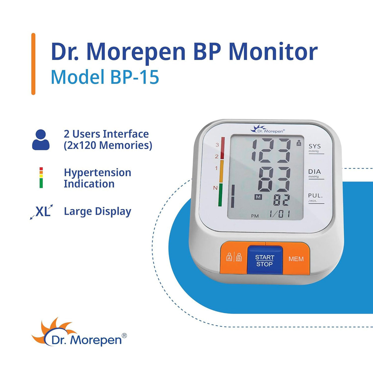 Buy Dr.Morepen Blood Pressure Monitor BP-15, 1 Count | 19 Minutes ...
