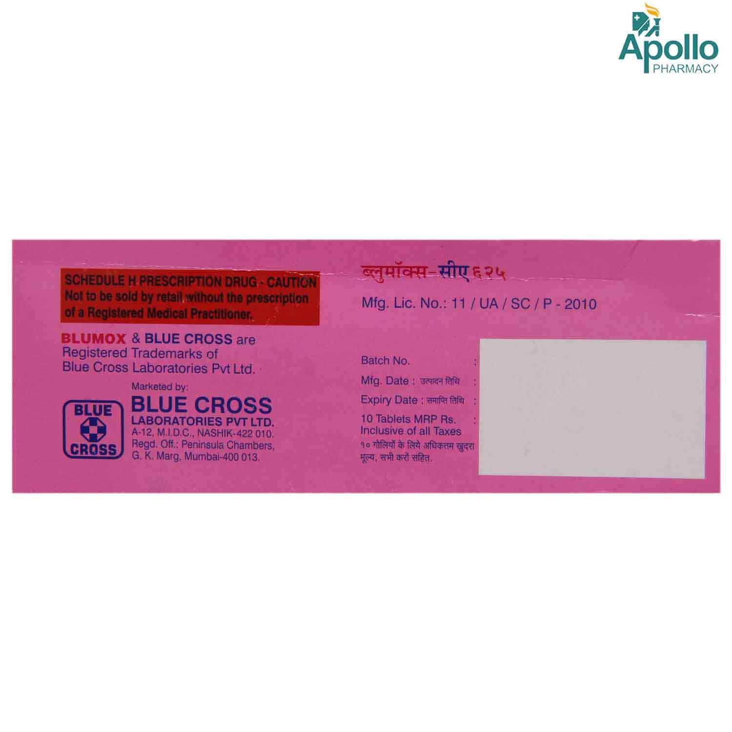 Blumox CA 625 mg Tablet 6's Price, Uses, Side Effects, Composition ...