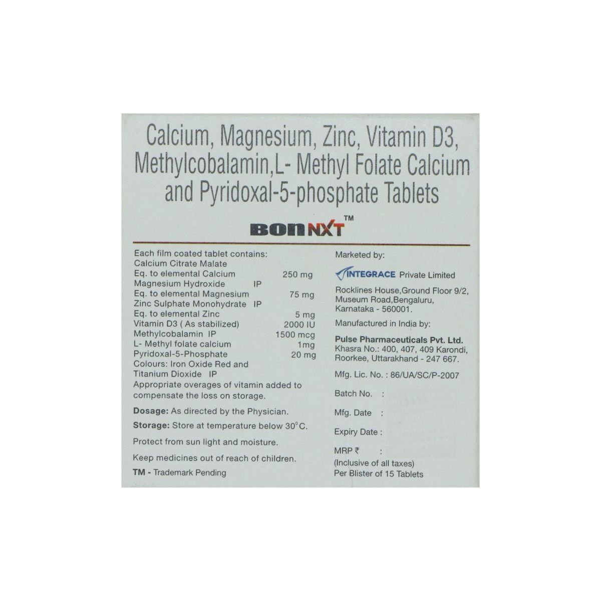 Bon NXT Tablet 15's Price, Uses, Side Effects, Composition - Apollo ...