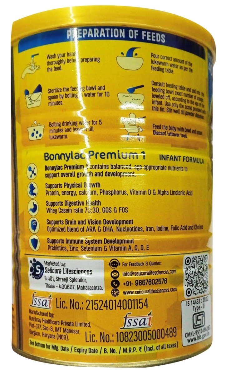 Bonnylac Premium Infant Formula Stage 1 Powder 400 gm | Uses, Side ...
