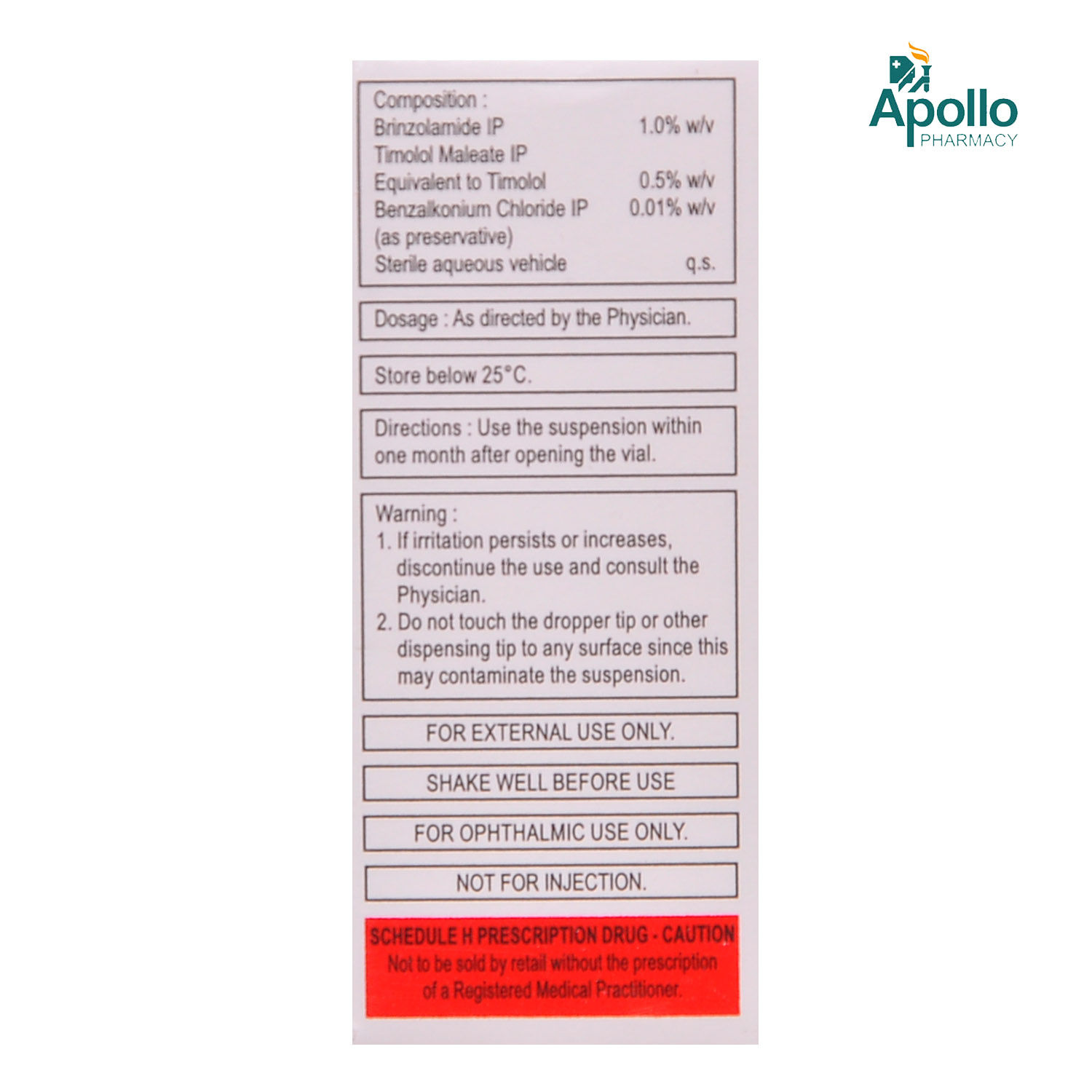 Brinzox T Eye Drops 5 ml | Uses, Side Effects, Price | Apollo Pharmacy