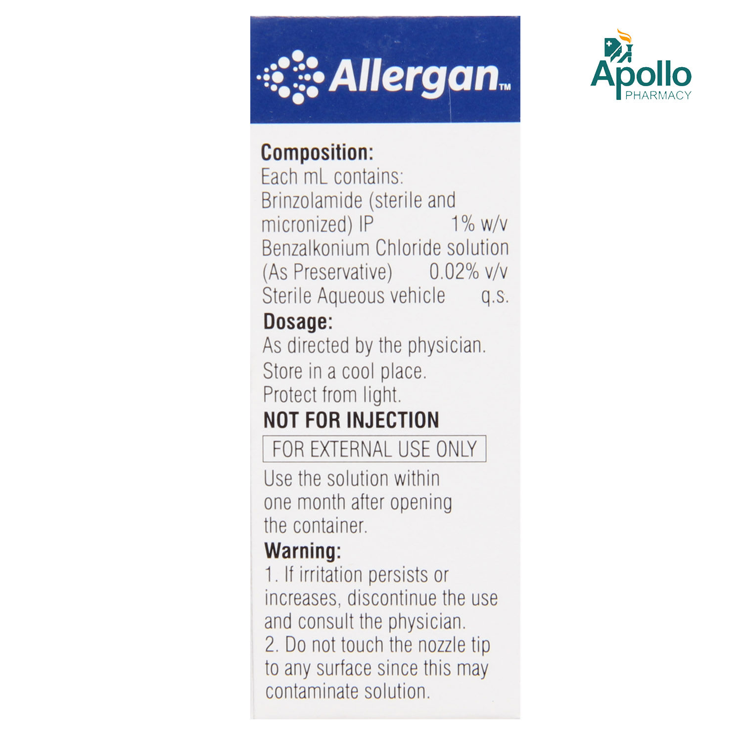 BRINZAGAN 1% SUSPENSION 5ML Price, Uses, Side Effects, Composition ...