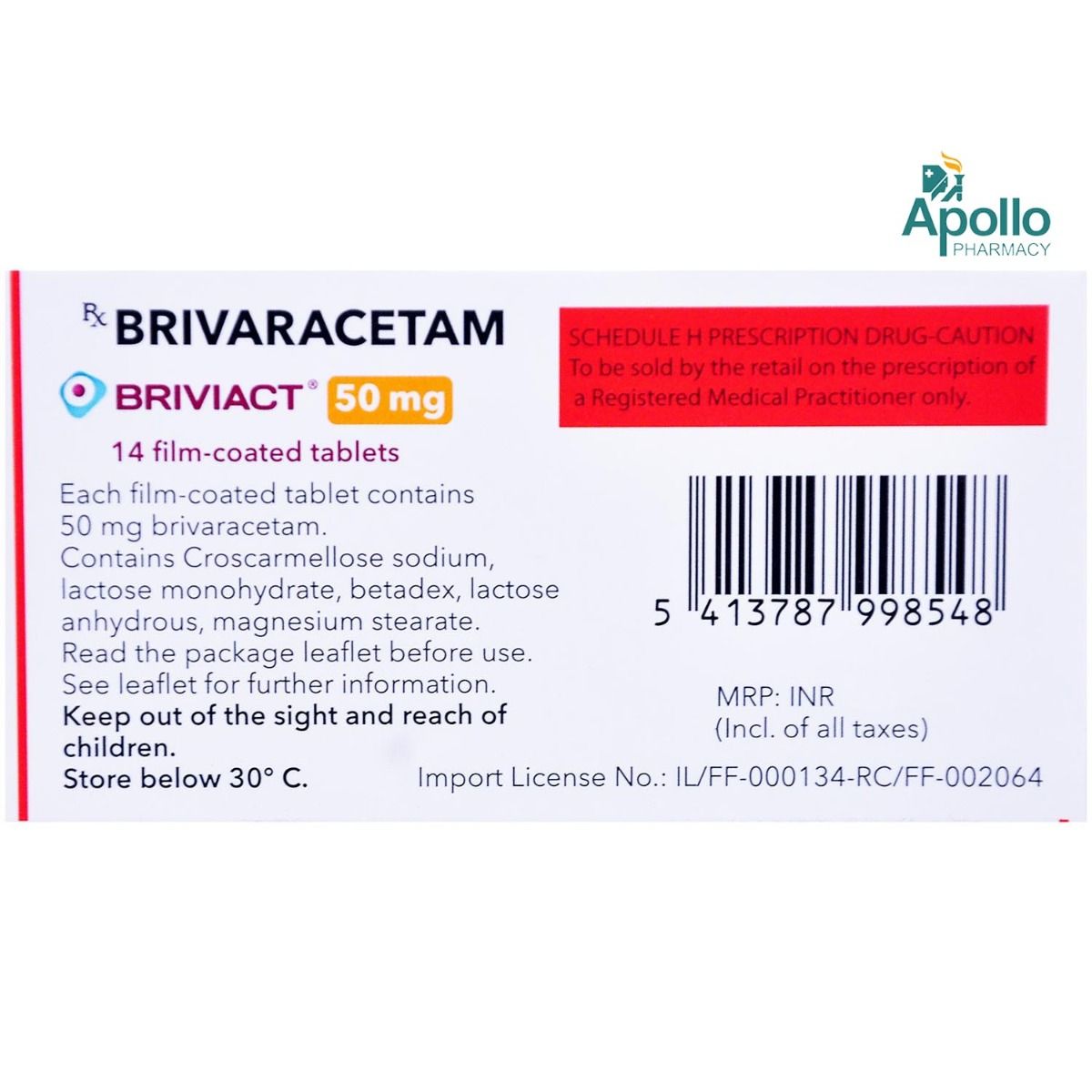 Briviact 50 mg Tablet | Uses, Side Effects, Price | Apollo Pharmacy