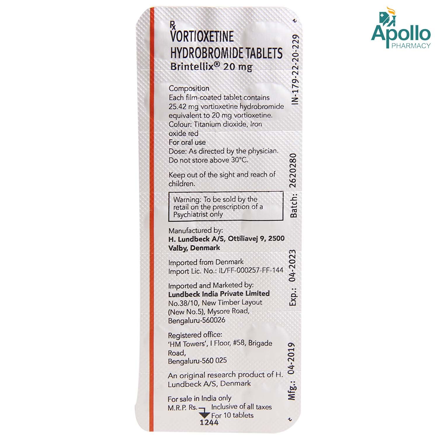 Brintellix 20 mg Tablet 10's Price, Uses, Side Effects, Composition ...