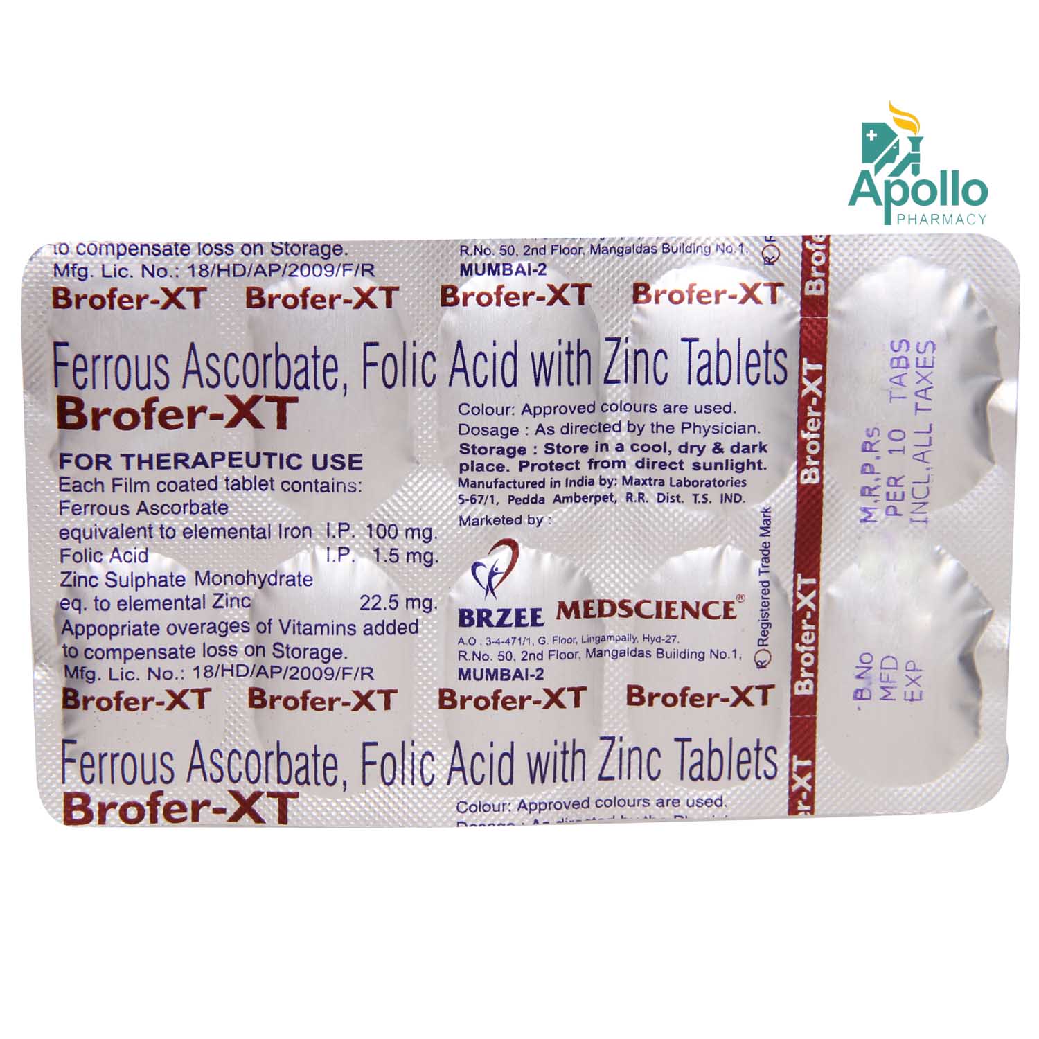 Brofer-XT Tablet 10's Price, Uses, Side Effects, Composition - Apollo ...