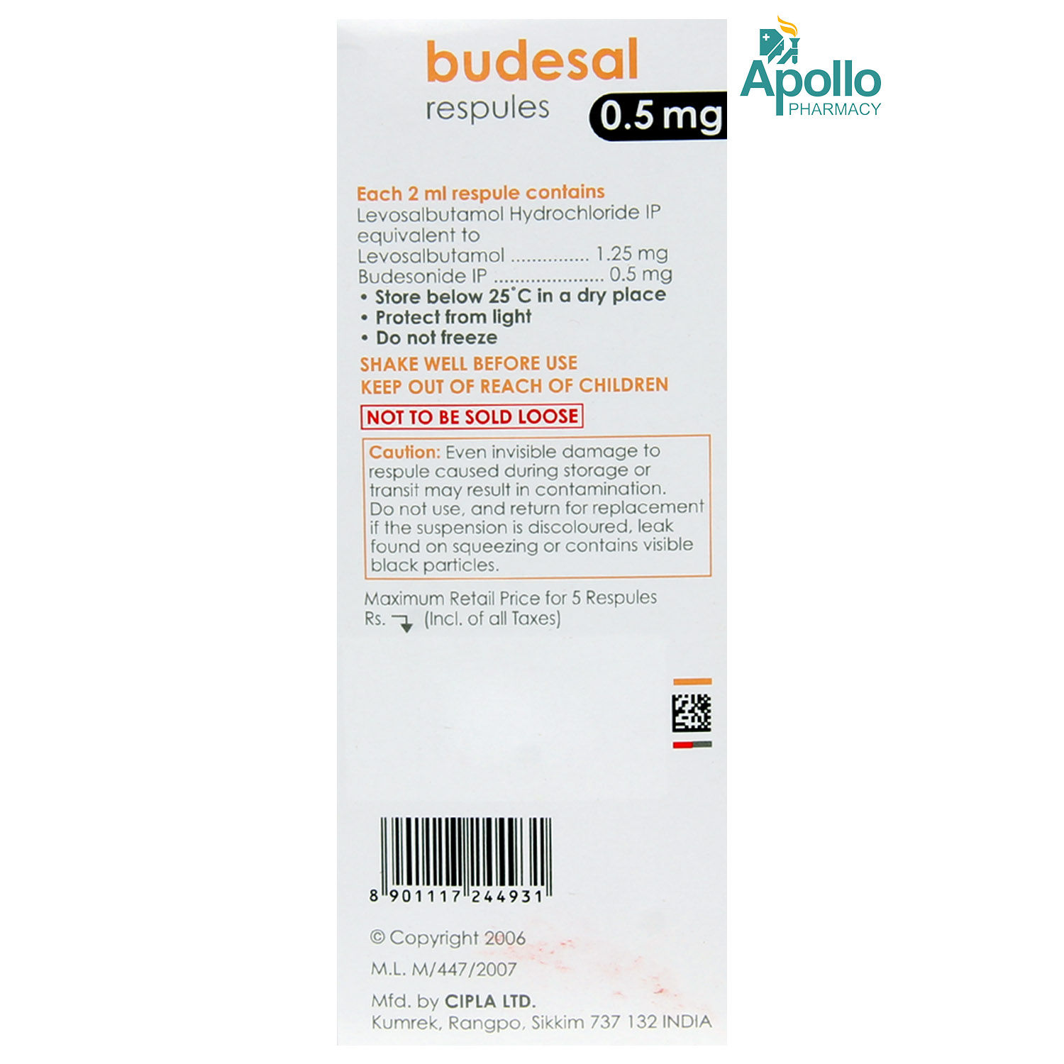 Budesal 0.5 mg Respules 5 x 2 ml | Uses, Side Effects, Price | Apollo ...