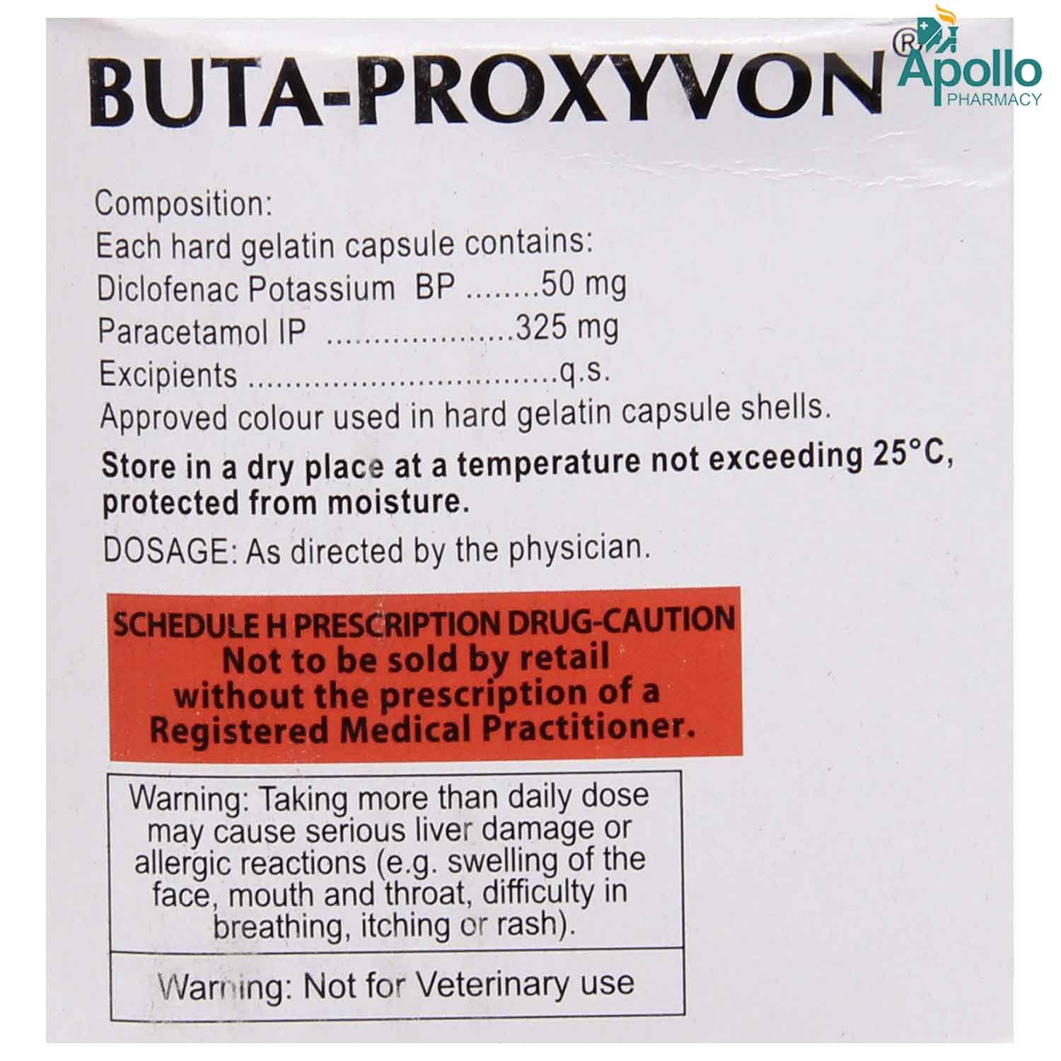 Buta Proxyvon Capsule | Uses, Side Effects, Price | Apollo Pharmacy