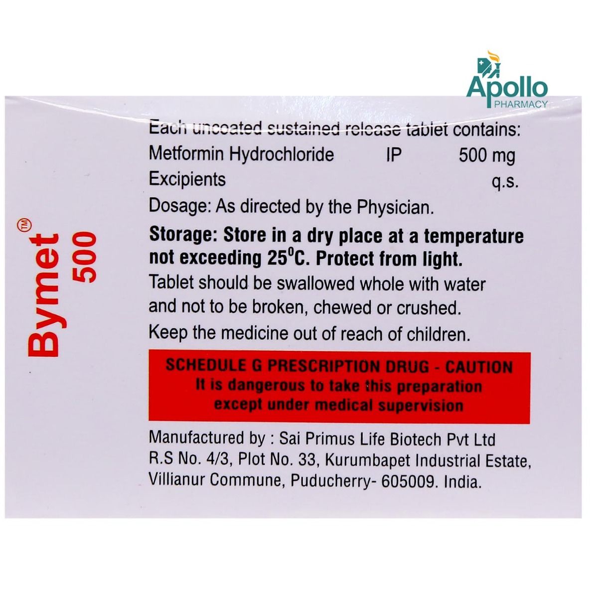 Bymet 500 Tablet 10's Price, Uses, Side Effects, Composition - Apollo ...