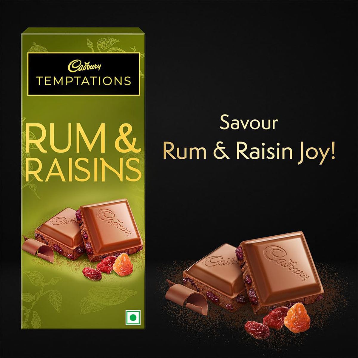 Buy Cadbury Temptations Rum & Raisins Premium Chocolate Bar, 72 gm | 19 ...