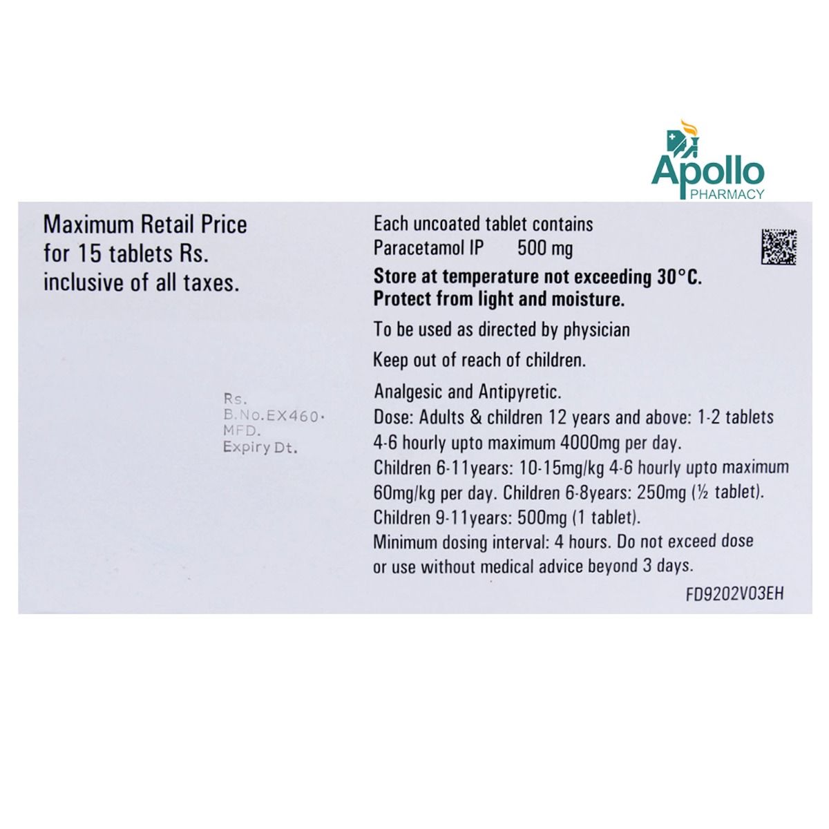 Calpol 500 Tablet | Uses, Side Effects, Price | Apollo Pharmacy