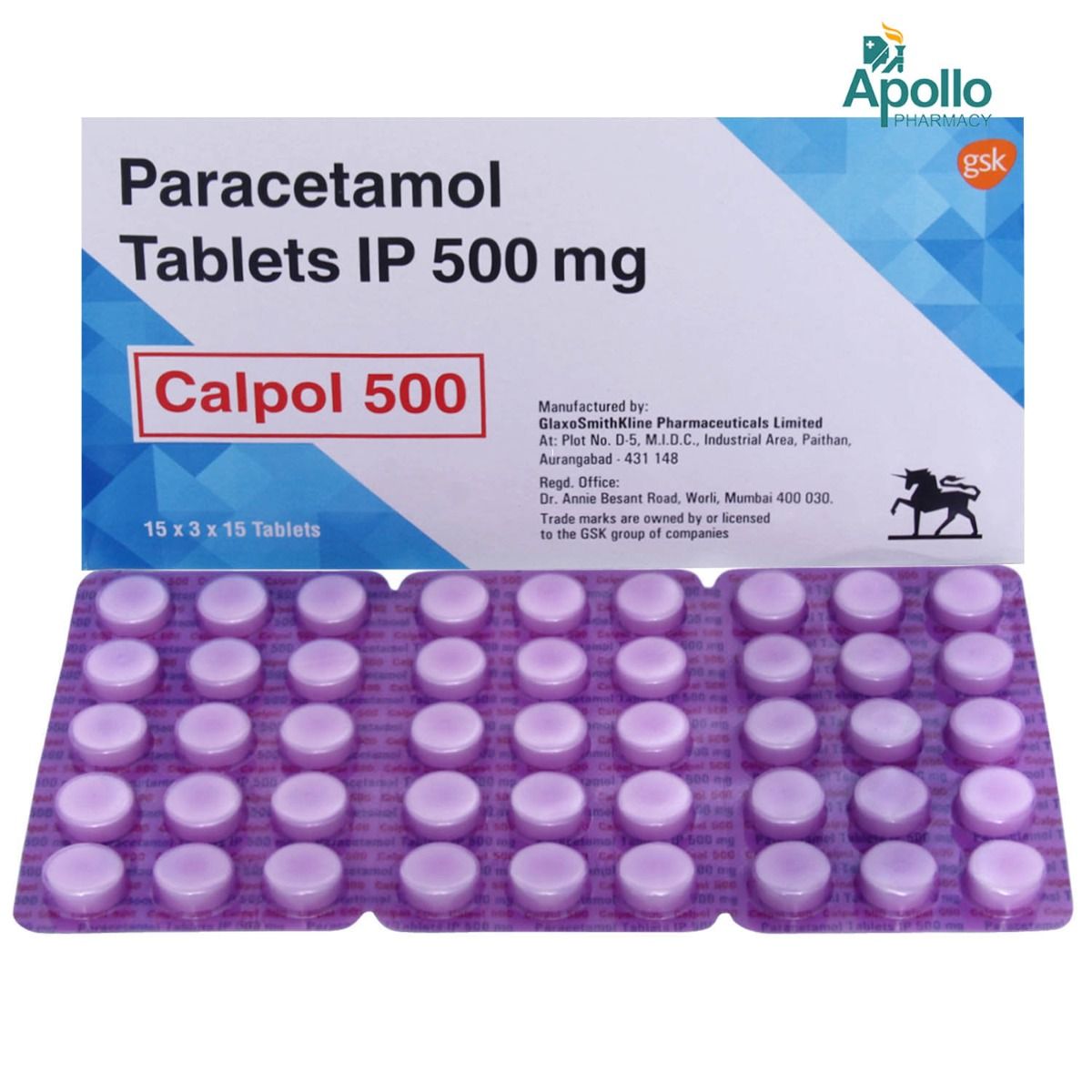 Calpol 500 Tablet 15's Price, Uses, Side Effects, Composition - Apollo ...