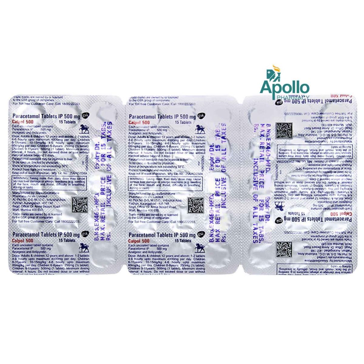 Calpol 500 Tablet | Uses, Side Effects, Price | Apollo Pharmacy