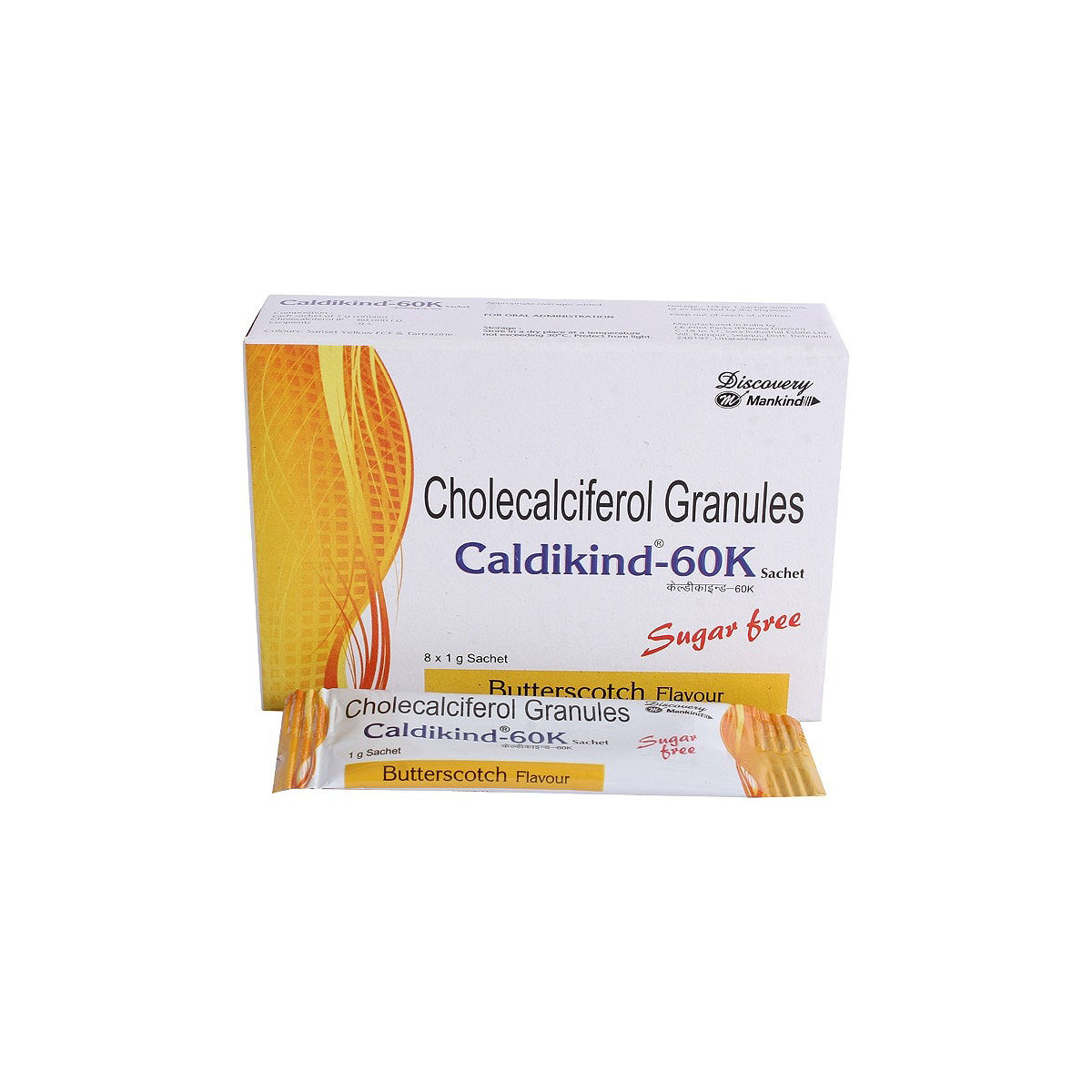 Caldikind-60K Sugar Free Butterscotch Sachet 1 gm Price, Uses, Side ...