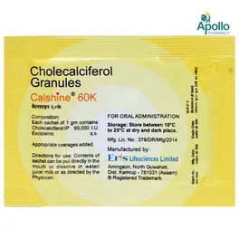 Calshine 60K Sachet 1 gm | Uses, Side Effects, Price | Apollo Pharmacy