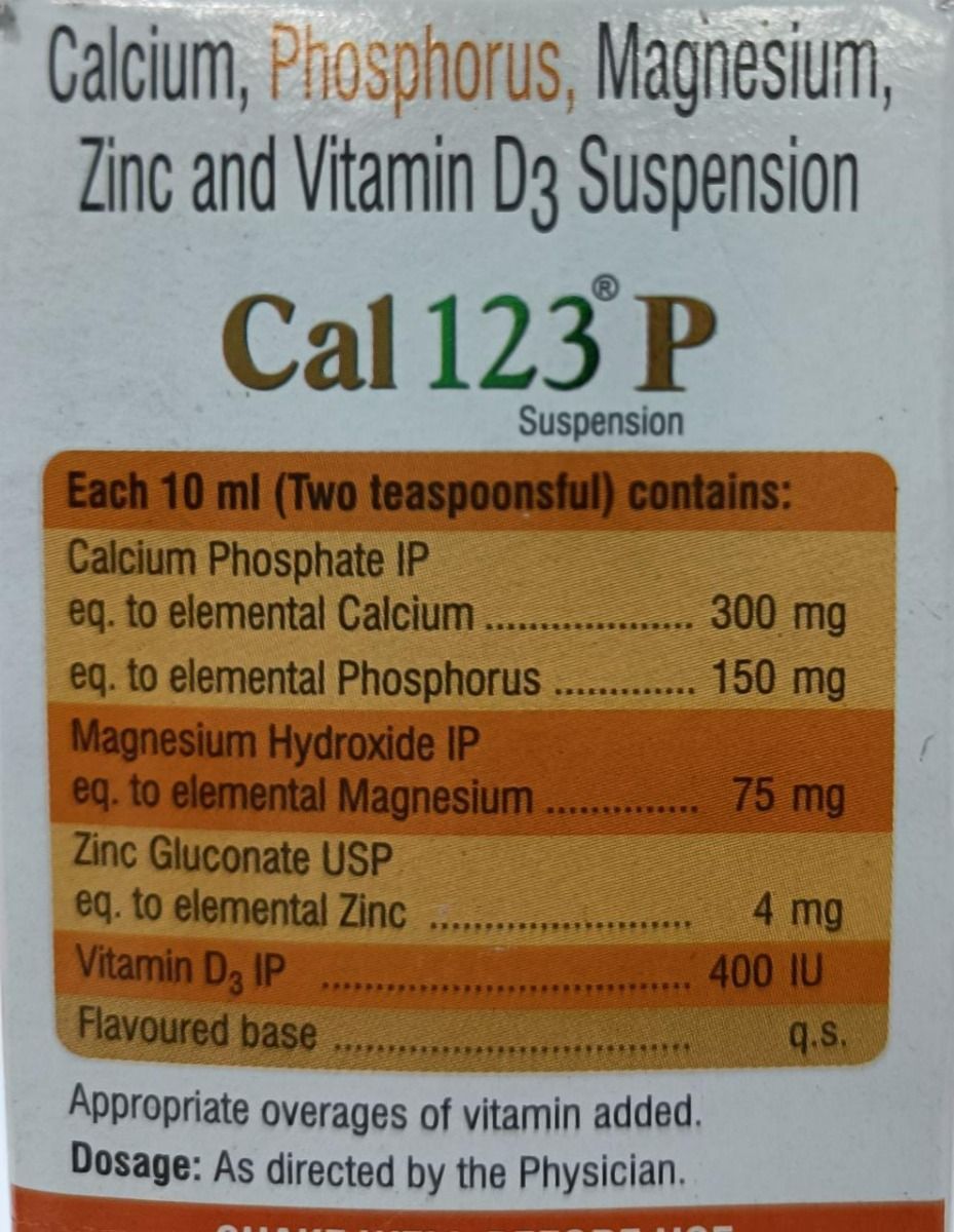 Cal 123 P Suspension 200 ml Price, Uses, Side Effects, Composition ...