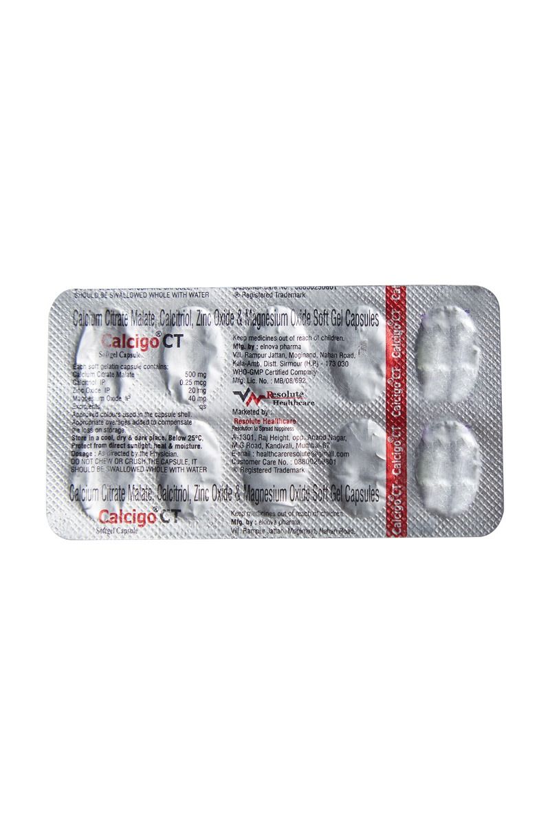 Calcigo Ct 1000Mg Tablet Price, Uses, Side Effects, Composition ...