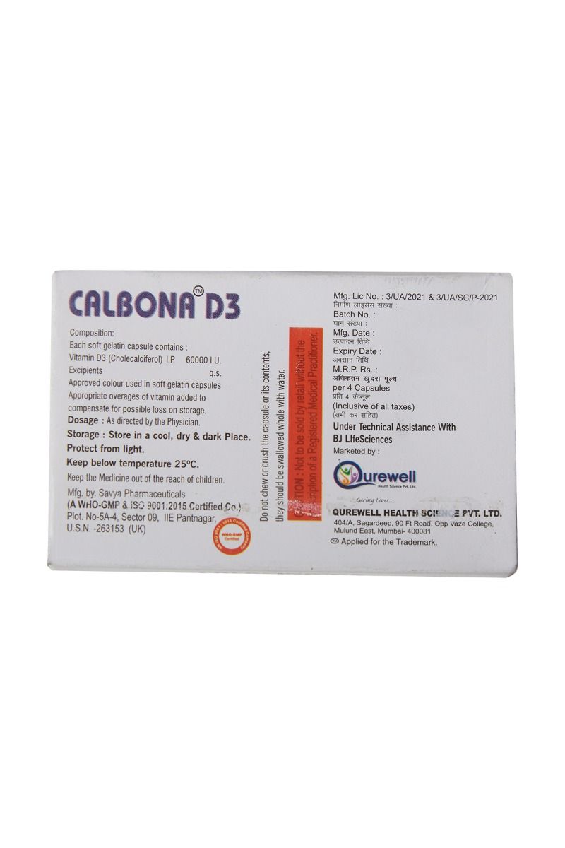 Calbona D3 Capsule 4's Price, Uses, Side Effects, Composition - Apollo ...