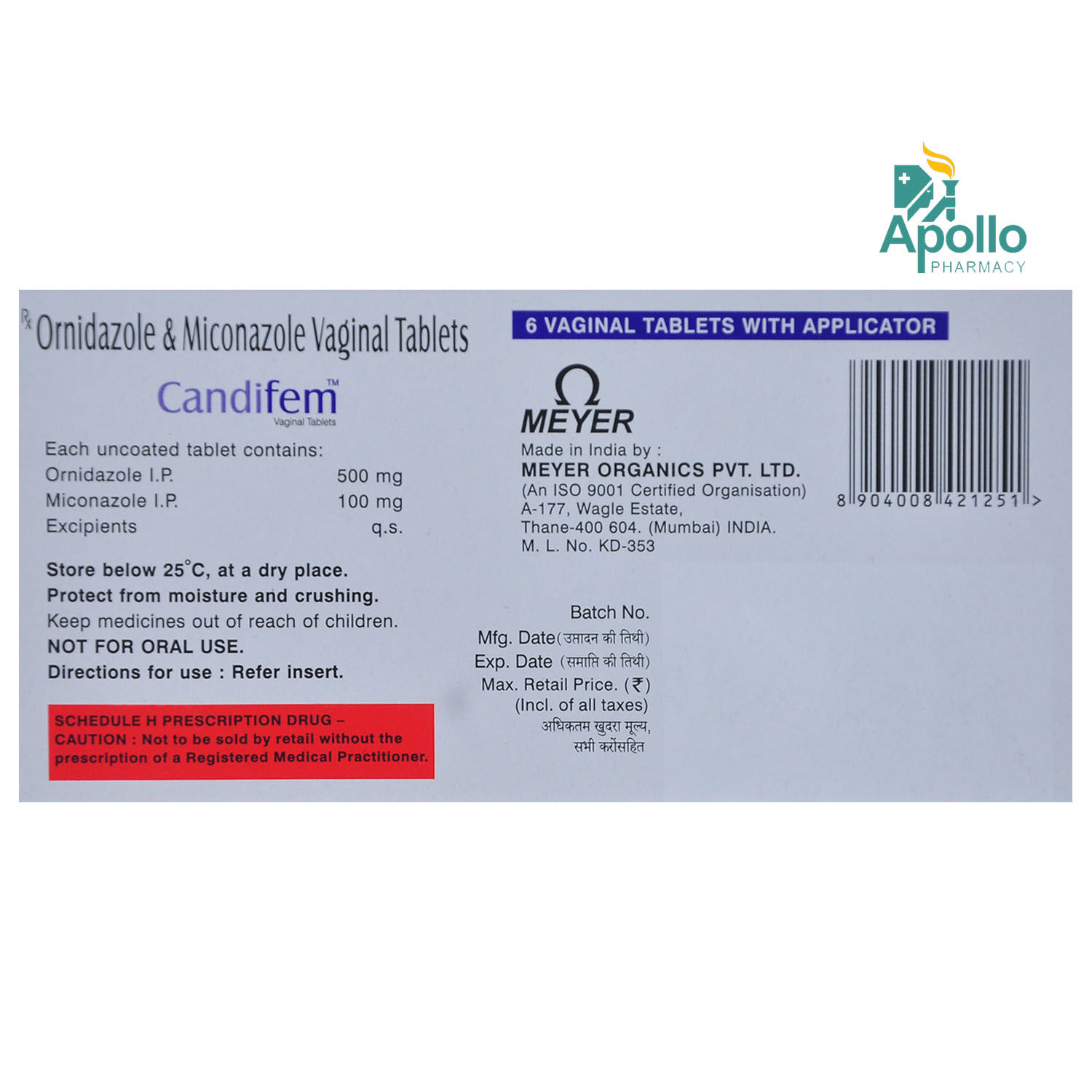Candifem Vaginal Tablet | Uses, Side Effects, Price | Apollo Pharmacy