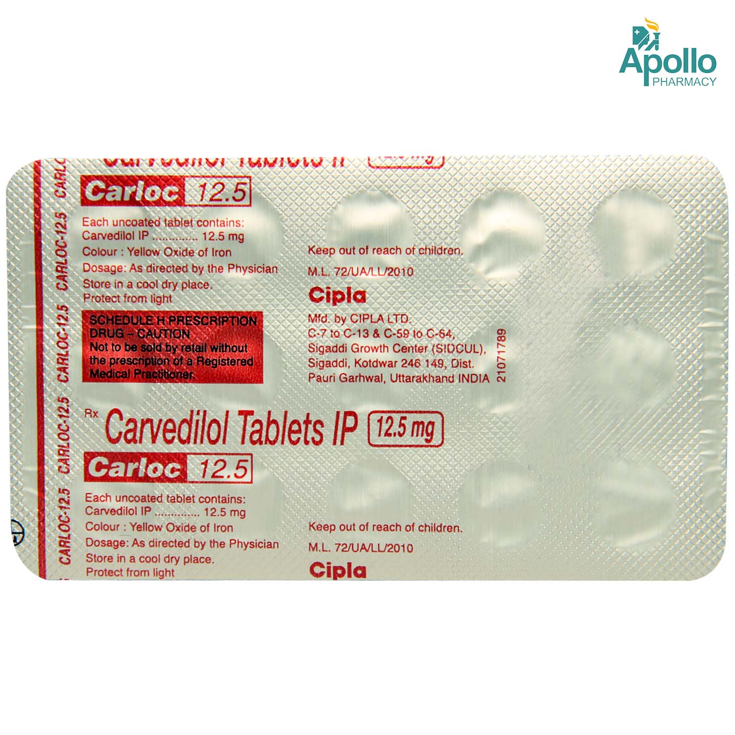 Carloc 12.5 Tablet 15's Price, Uses, Side Effects, Composition - Apollo ...