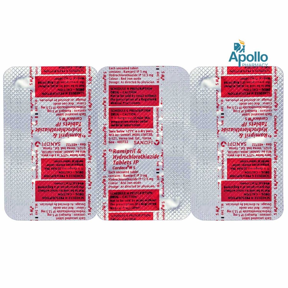 Cardace H 5 Tablet | Uses, Side Effects, Price | Apollo Pharmacy