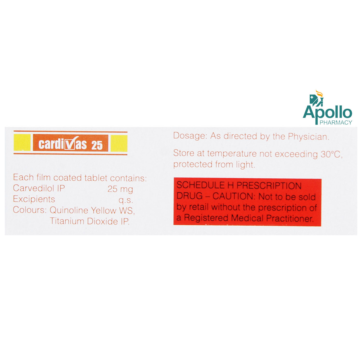 Cardivas 25 Tablet 10's Price, Uses, Side Effects, Composition - Apollo ...