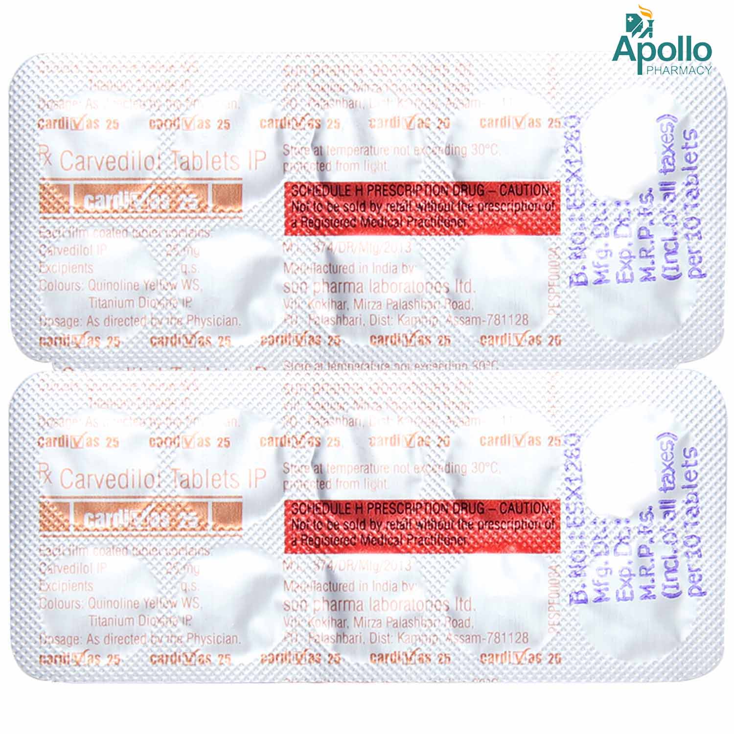 Cardivas 25 Tablet 10's Price, Uses, Side Effects, Composition - Apollo ...