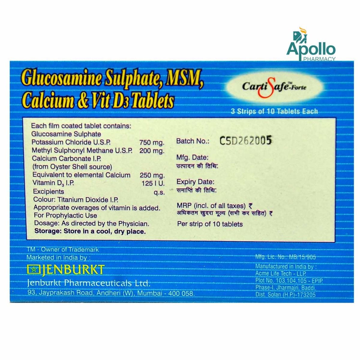 Cartisafe Forte Tablet 10's Price, Uses, Side Effects, Composition ...