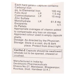 Buy Carifol Z Tablet | 19 Minutes Delivery | Apollo Pharmacy