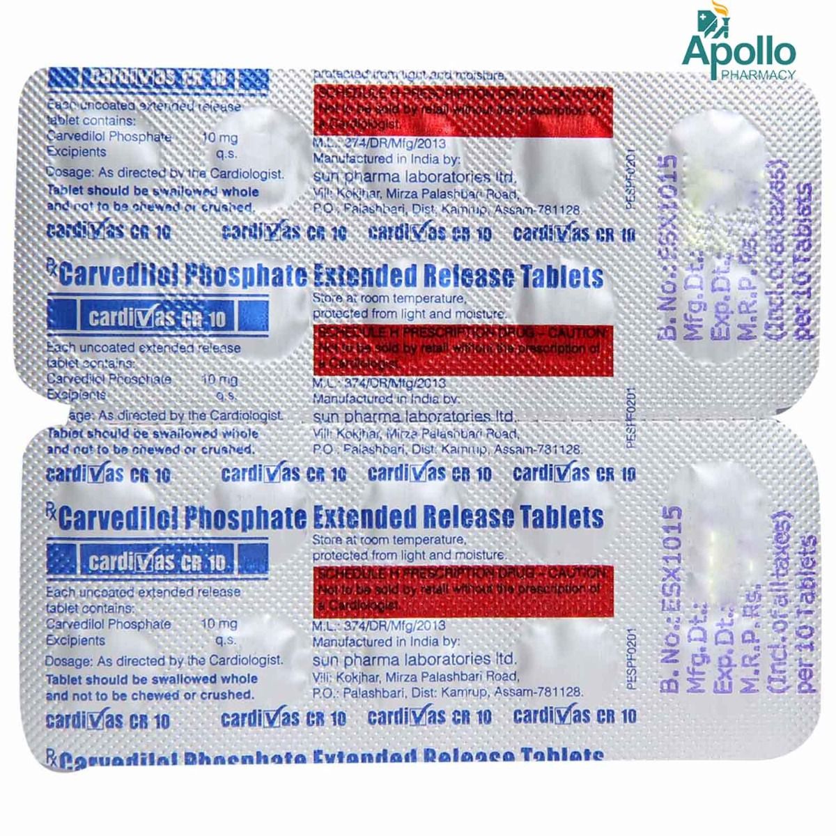 Cardivas CR 10 Tablet | Uses, Side Effects, Price | Apollo Pharmacy