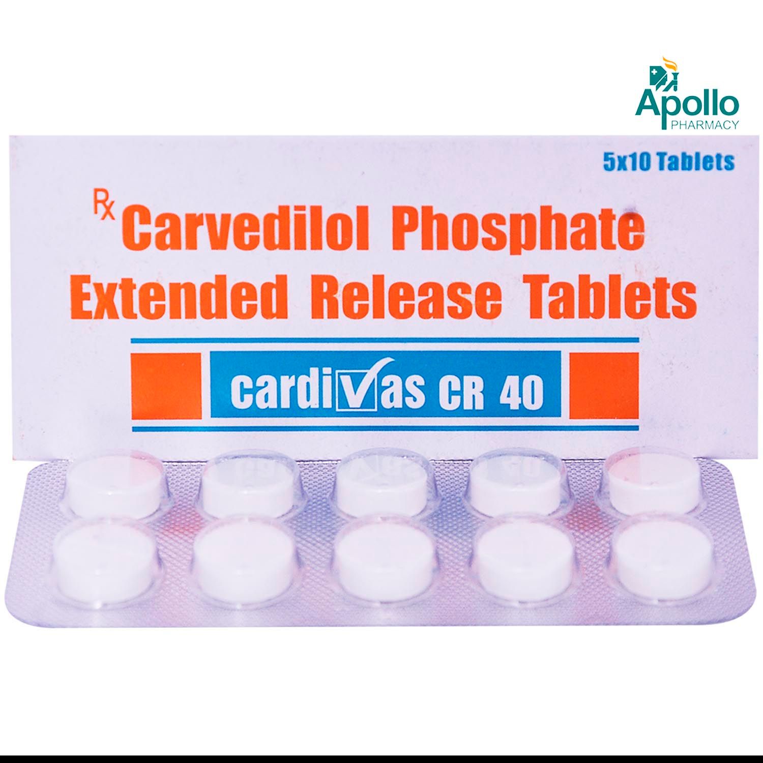 Cardivas CR 40 Tablet 10's Price, Uses, Side Effects, Composition ...