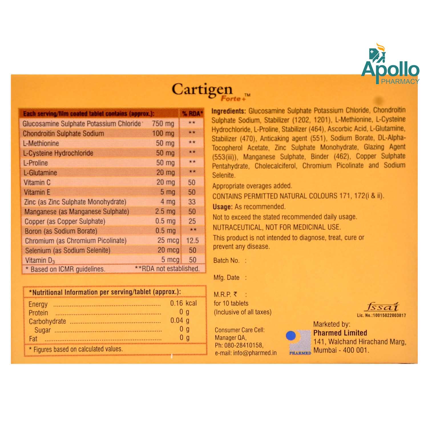 Cartigen Forte Plus Tablet 10's Price, Uses, Side Effects, Composition ...